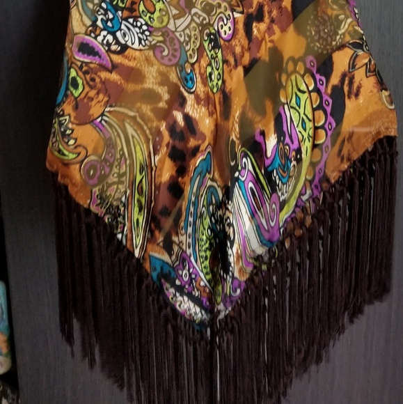 Cache | Tops | Cache Fringe Silk Top | Poshmark